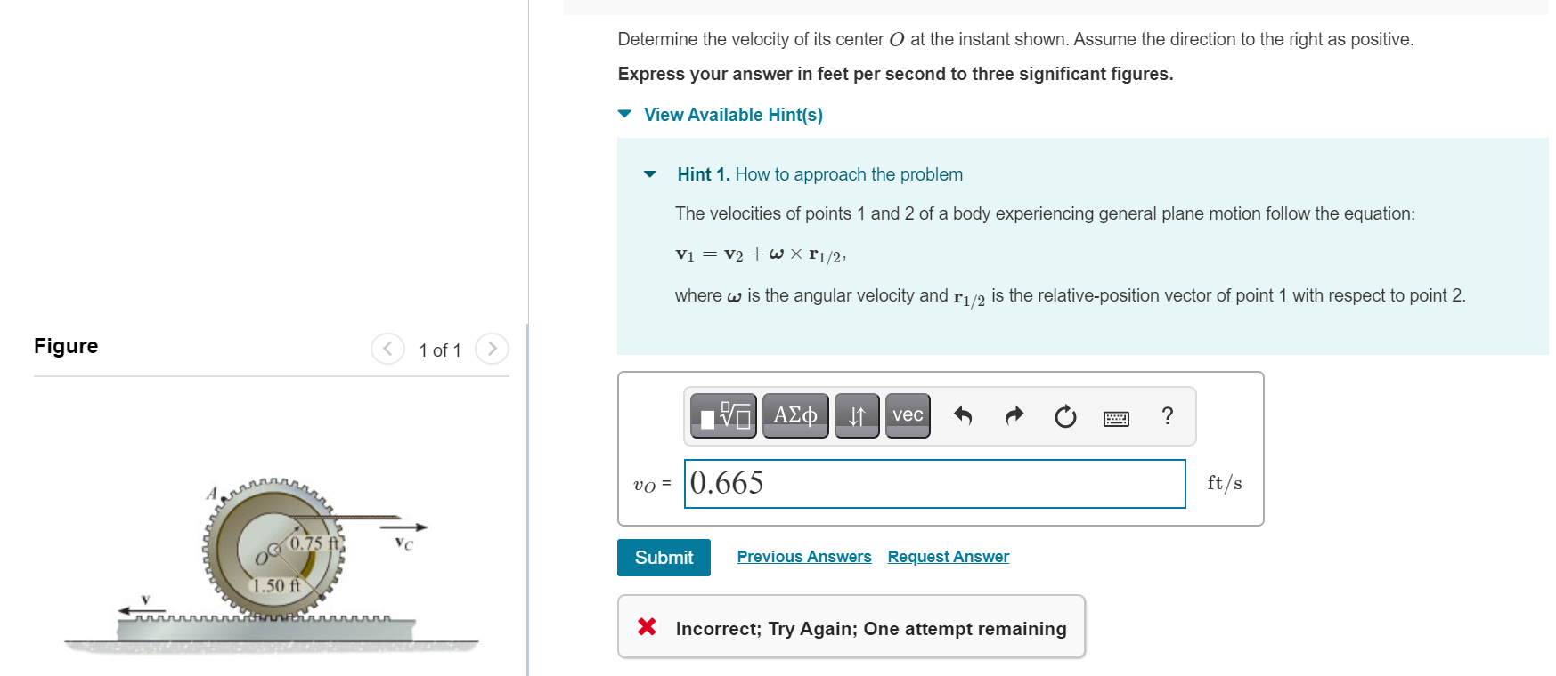 Solved Part A Determine The Angular Velocity Of The Gear At