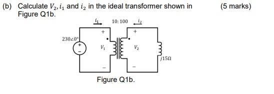 Solved b) Calculate V2,i1 and i2 in the ideal transformer | Chegg.com