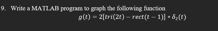 Solved g(t)=2[tri(2t)−rect(t−1)]∗δ2(t) | Chegg.com