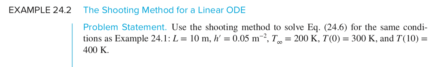 EXAMPLE 24.2 The Shooting Method for a Linear ODE | Chegg.com