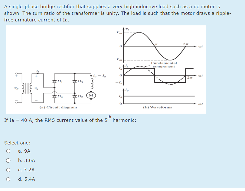 A single-phase bridge rectifier that supplies a very | Chegg.com
