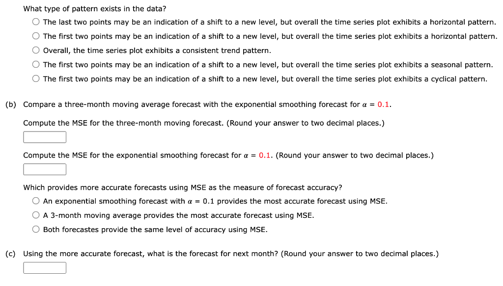 Solved (a) Construct a time series plot. Month MonthWhat | Chegg.com