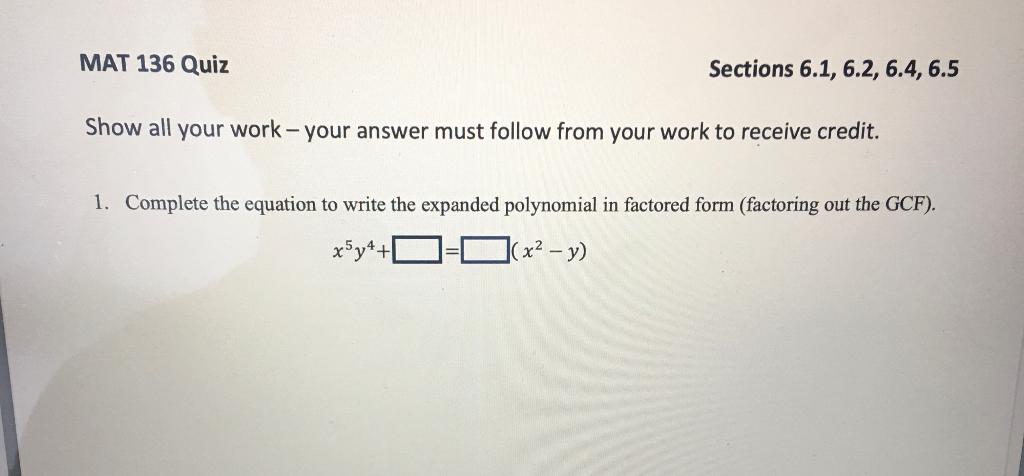 Solved Show all your work - your answer must follow from | Chegg.com
