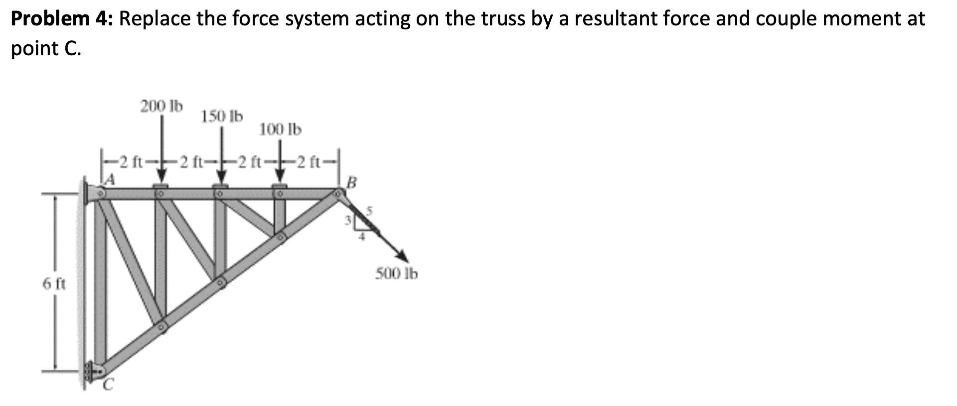 Solved Problem 4: Replace the force system acting on the | Chegg.com