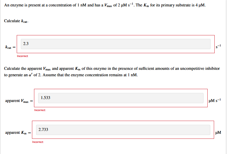 Solved An enzyme is present at a concentration of 1 nM and | Chegg.com