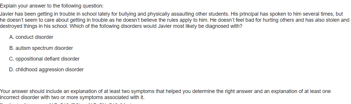 Solved Explain your answer to the following question: Javier | Chegg.com