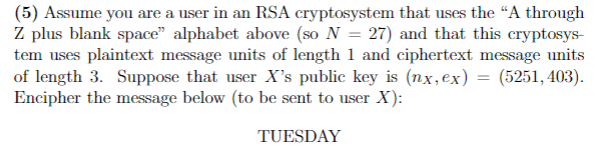Solved 5 Assume You Are A User In An Rsa Cryptosystem That 0457