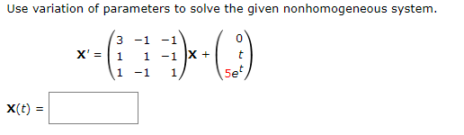 Solved Use variation of parameters to solve the given | Chegg.com
