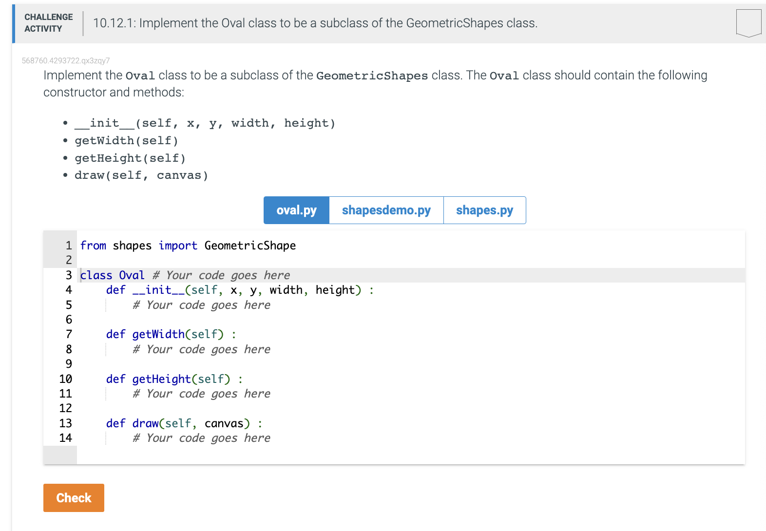 Solved 10.12.1: Implement the Oval class to be a subclass of | Chegg.com