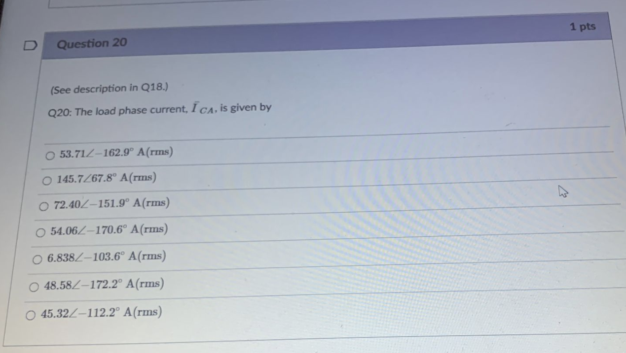Solved 1 pts Question 18 For Q18-22: Consider a balanced | Chegg.com