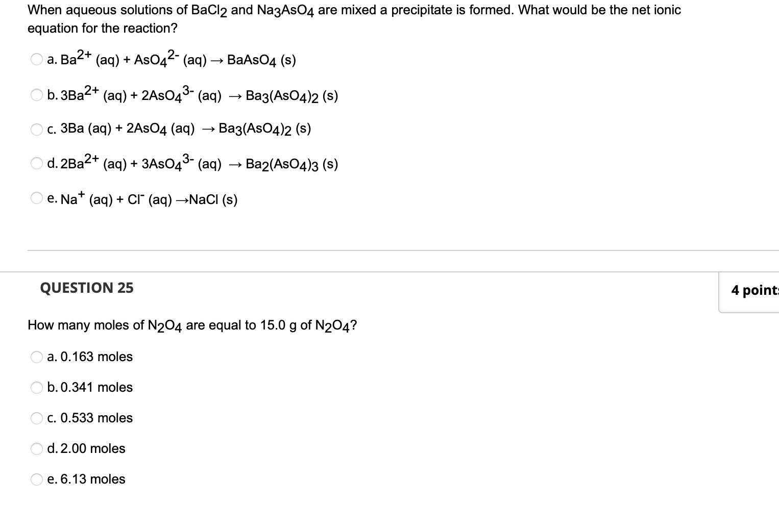 Solved When aqueous solutions of BaCl2 and Na3AsO4 are mixed | Chegg.com