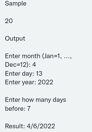 Do In C Program Given a (1) date consisting of Month, | Chegg.com