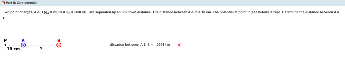 Solved Two Point Charges A And B Qa 20 𝜇c And Qb 158 