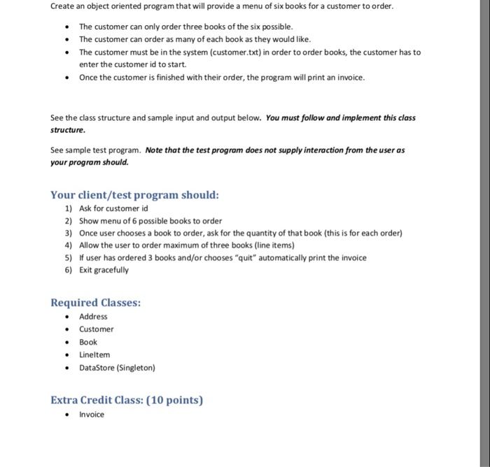 Solved Create An Object Oriented Program That Will Provide A 8564