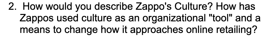 Solved Source: Harvard Business Review Case - “Tony Hsieh at | Chegg.com