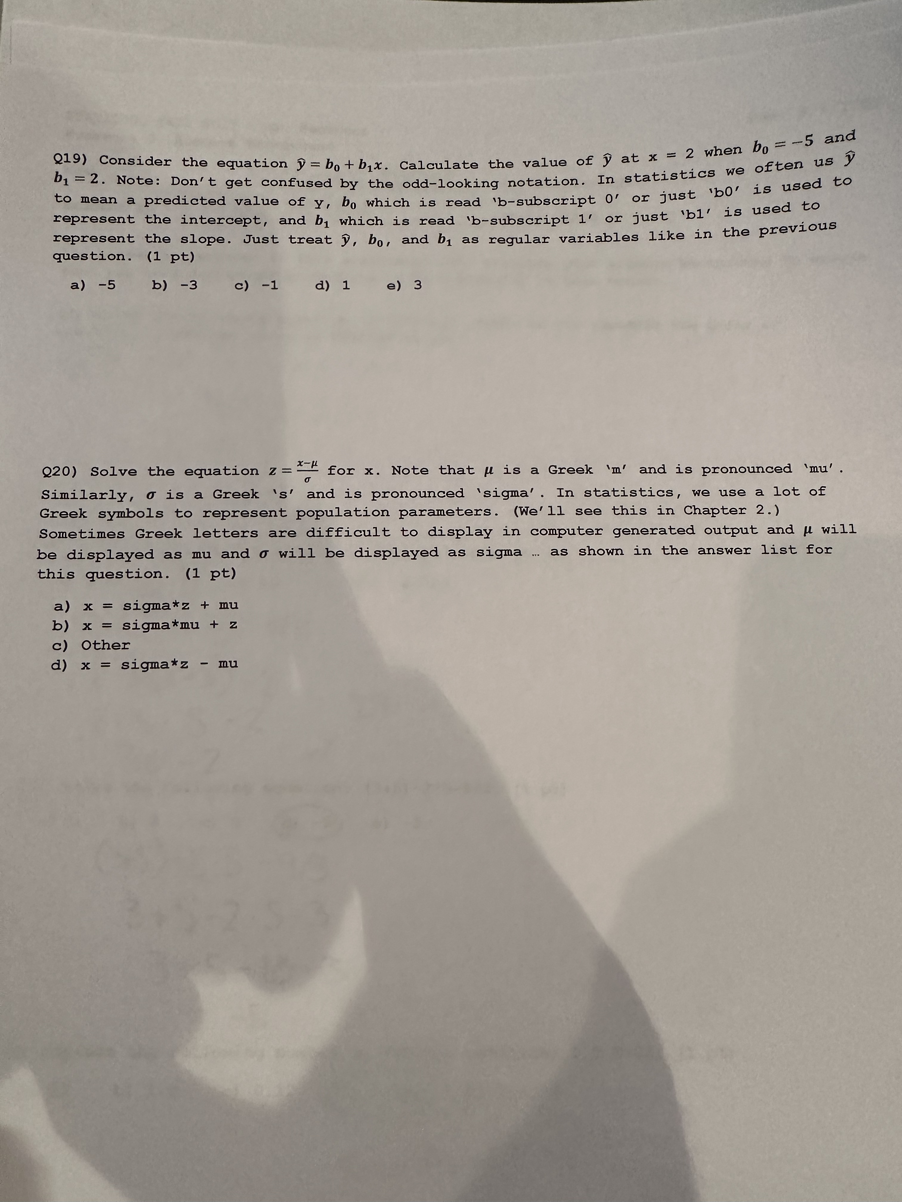 Solved Q19) Consider the equation y^=b0+b1x. Calculate the | Chegg.com
