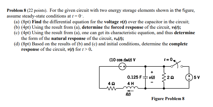 Solved Problem 8 ( 22 points). For the given circuit with | Chegg.com