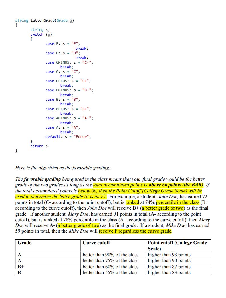 Solved ASSIGNMENT 5 -FAVORABLE GRADING SCHEME Create a C++ | Chegg.com