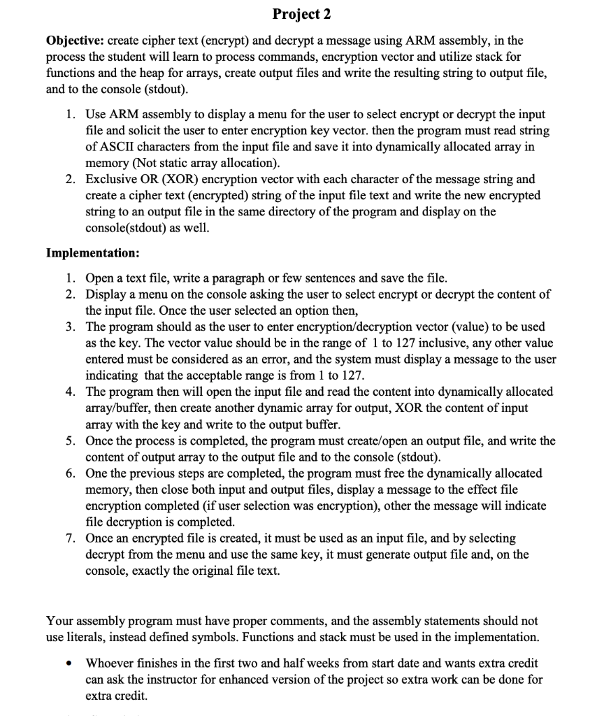 Project 2 Objective: create cipher text (encrypt) and | Chegg.com