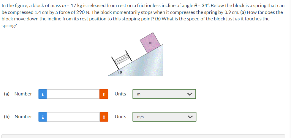 Solved In the figure, a block of mass m=17 kg is released | Chegg.com