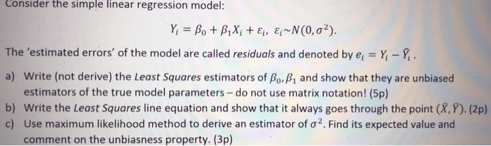 Solved Consider the simple linear regression model: εί, | Chegg.com