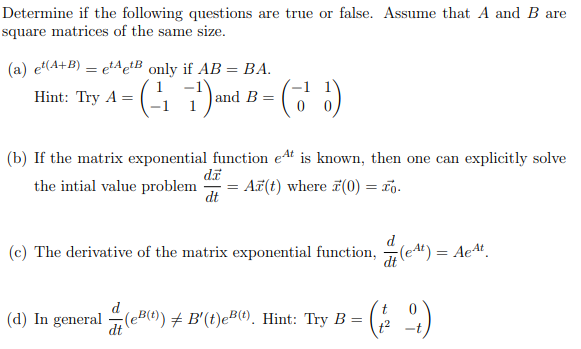 Solved Determine if the following questions are true or | Chegg.com