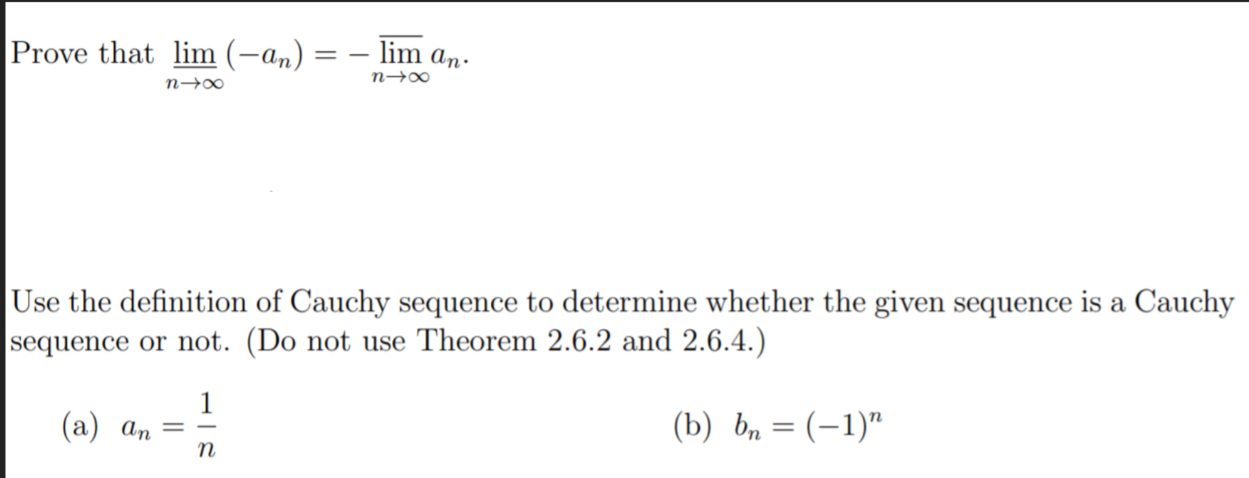 Solved Prove that lim (-an) = - — lim an n- n- Use the | Chegg.com