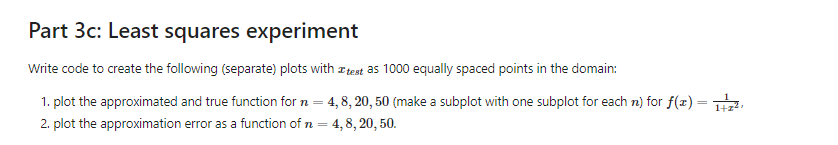 Problem 3: Least squares approximation with a | Chegg.com