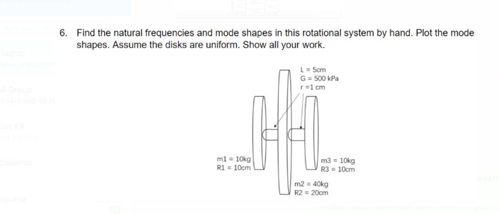 Find the natural frequencies and mode shapes in this | Chegg.com