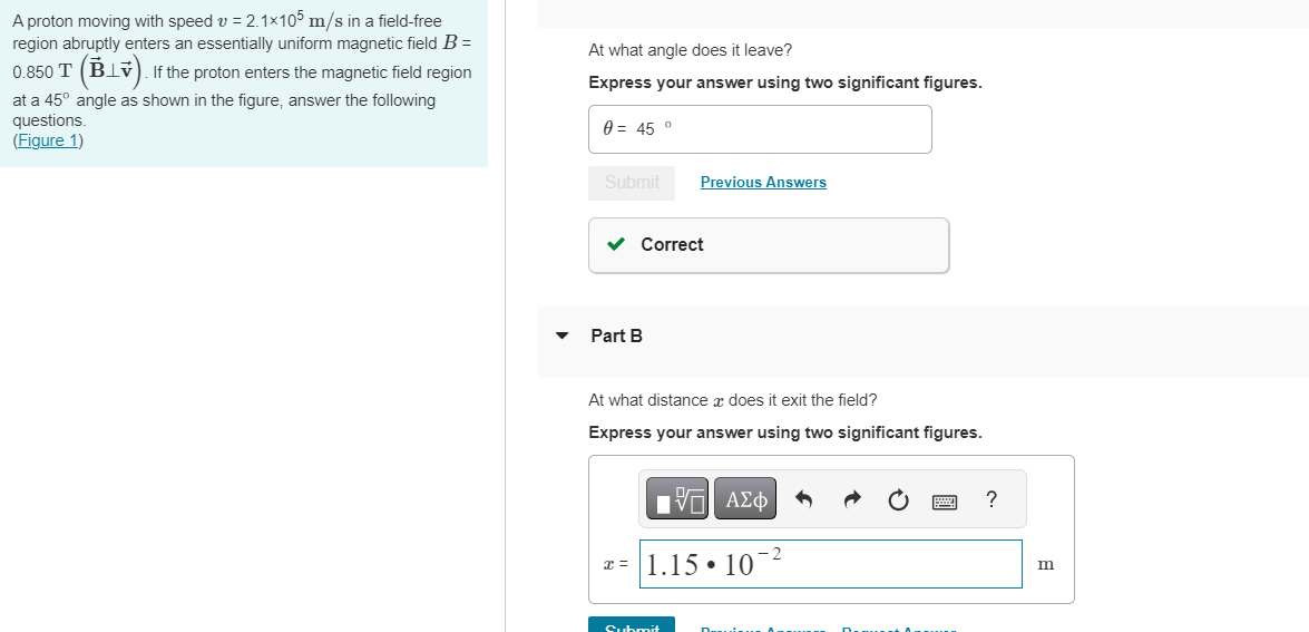 Solved A proton moving with speed v=2.1×105ms in ﻿a | Chegg.com