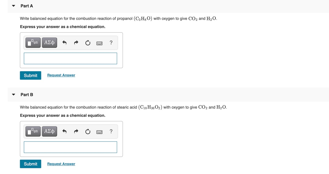 Solved Part A Write balanced equation for the combustion | Chegg.com