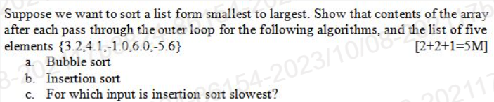Solved Suppose we want to sort a list form smallest to | Chegg.com