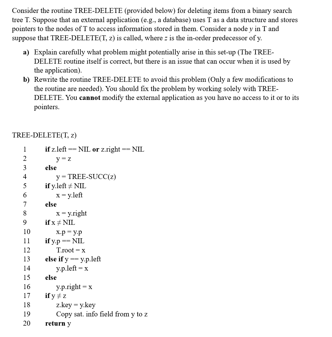 Solved Consider the routine TREE-DELETE (provided below) | Chegg.com
