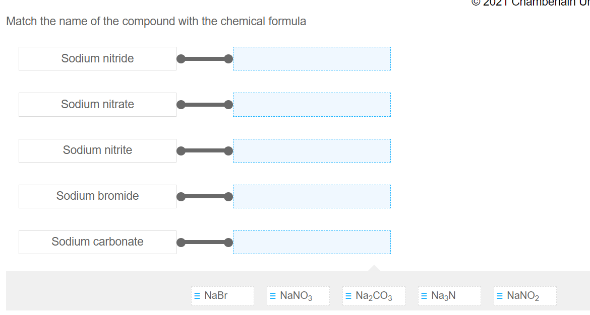 Solved Chamberlain UI Match the name of the compound with | Chegg.com