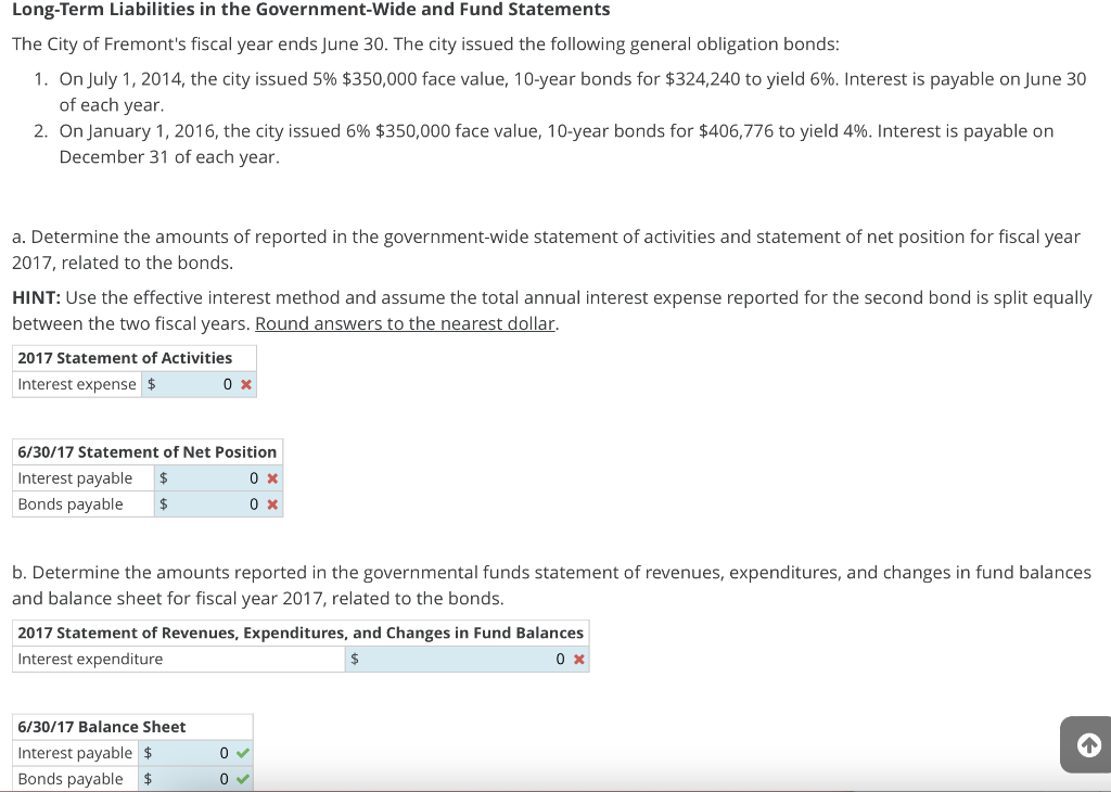 Solved Long-Term Liabilities in the Government-Wide and Fund | Chegg.com
