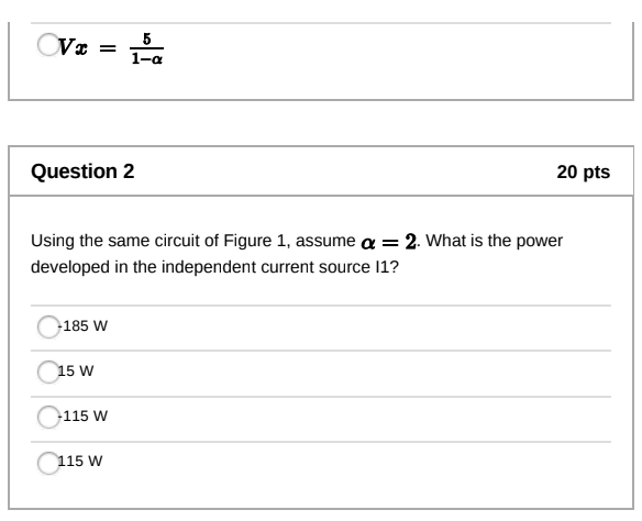Solved Question 1 20 pts R1 R2 Vx V1 Figure 1 In 12 11 1 | Chegg.com