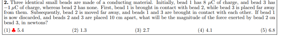 Solved Three identical small beads are made of a conducting | Chegg.com