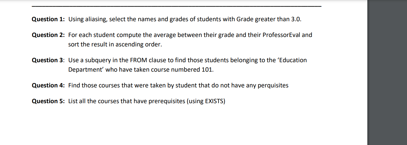 Solved Question 1: Using aliasing, select the names and | Chegg.com