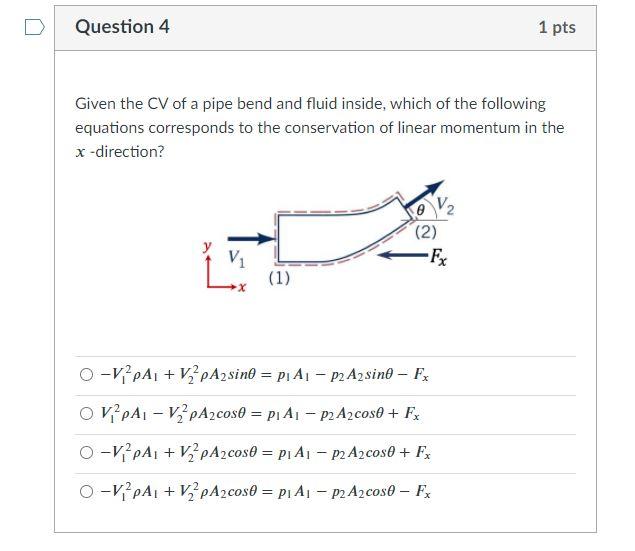 Solved Question 4 1 pts Given the CV of a pipe bend and | Chegg.com