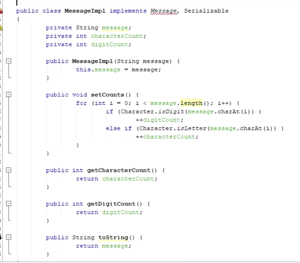 Solved public class Message Impl implements Message, | Chegg.com