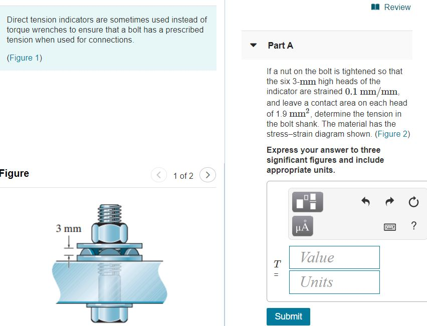 Solved M Review Direct tension indicators are sometimes used | Chegg.com