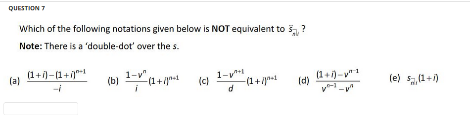 Solved QUESTION 7 Which of the following notations given | Chegg.com