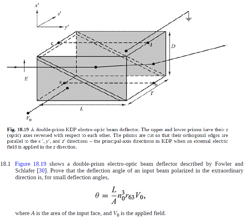 D E L V Fig. 18.19 A double-prism KDP electro-op:ic | Chegg.com