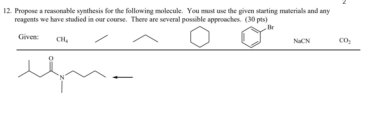 Solved 12. Propose a reasonable synthesis for the following | Chegg.com