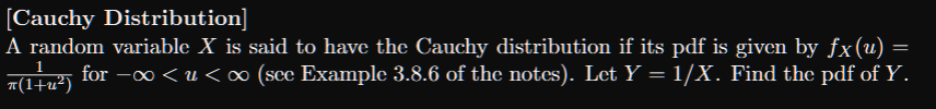Solved (Cauchy Distribution] A random variable X is said to | Chegg.com