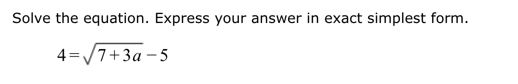 Solved Solve the equation. Express your answer in exact | Chegg.com