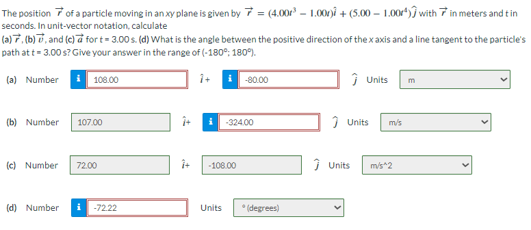 Solved The position r of a particle moving in an xy plane is | Chegg.com
