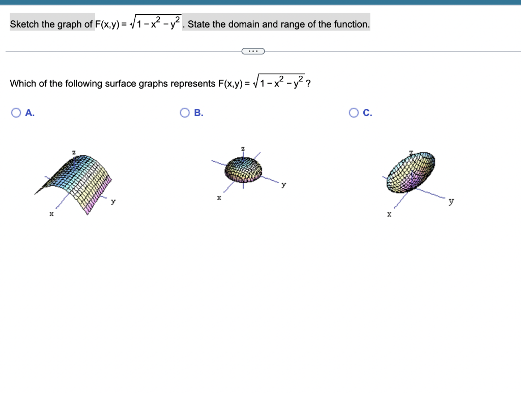 Solved Sketch the graph of F(x,y)=1−x2−y2. State the | Chegg.com