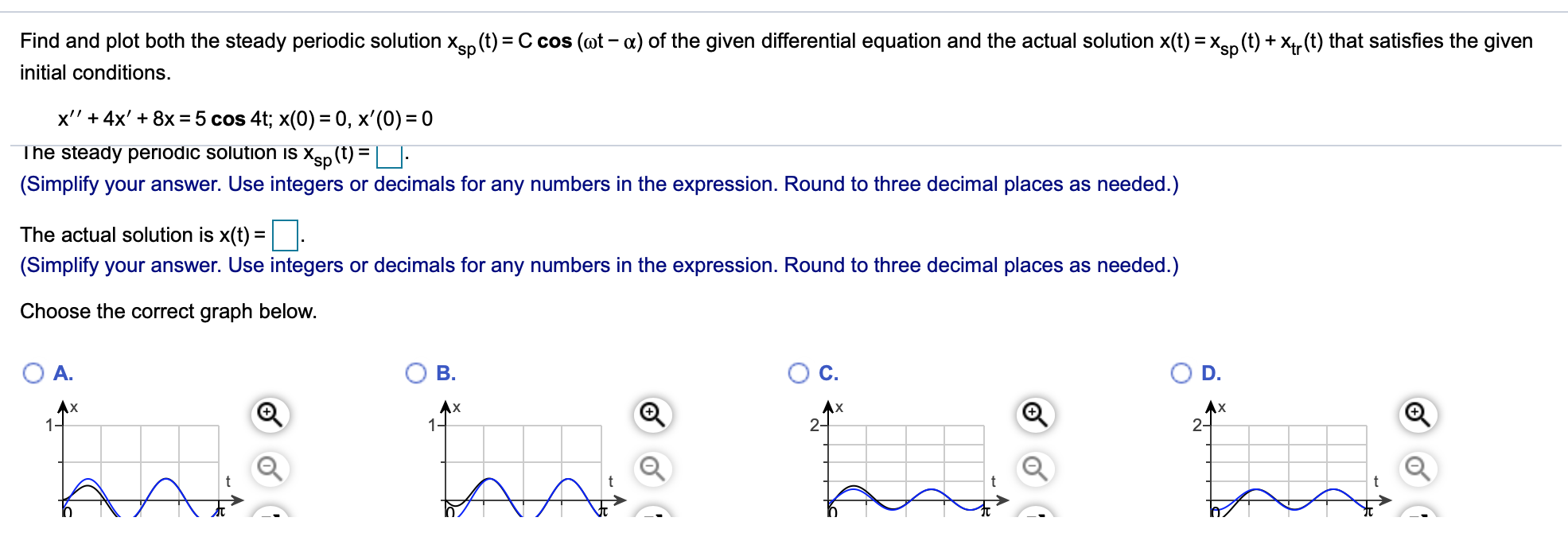 Solved Find and plot both the steady periodic solution Xsp | Chegg.com