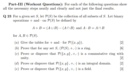 Solved Part-III (Workout Questions): For each of the | Chegg.com